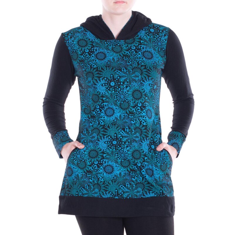 Vishes bedruckter Hoodie Pullover Tunika mit Kapuze und Taschen - Vishe